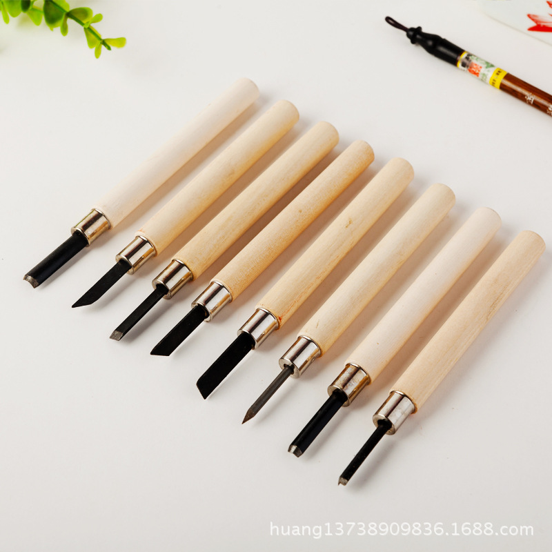 橄榄核专业雕刻刀 核雕刀 木刻刀 雕刻工具基础套装8支装-阿里巴巴