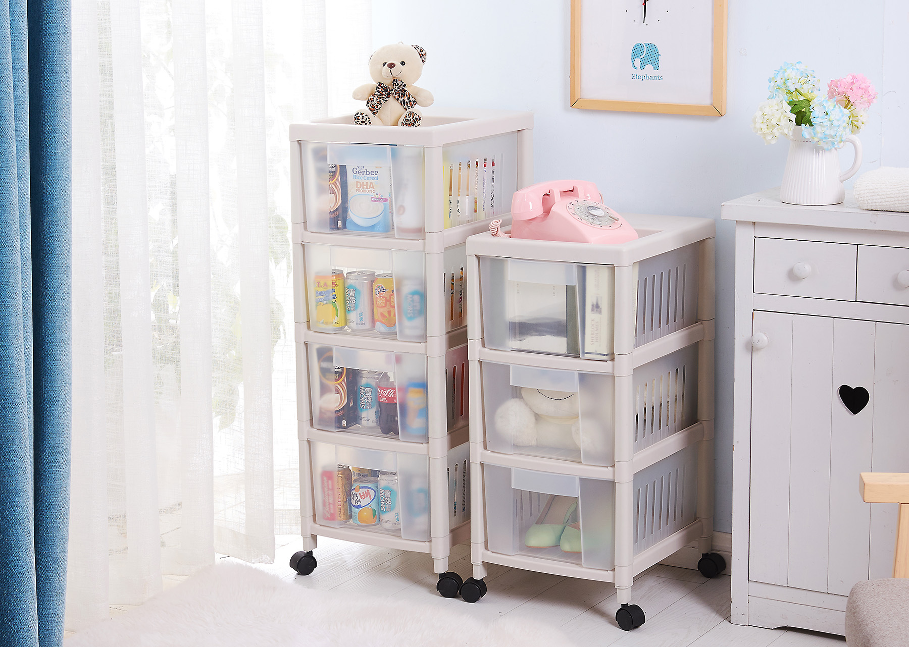 塑料抽屉式收纳柜日式果蔬收纳筐多层自由组合储物柜-阿里巴巴