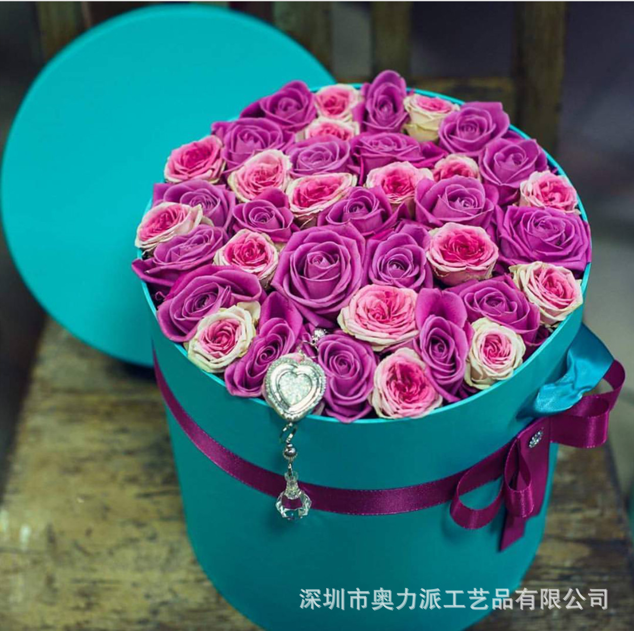 奥力派 现货 圆形花盒 圆桶花盒礼品盒三件套 鲜花包装盒 无LOGO-阿里巴巴