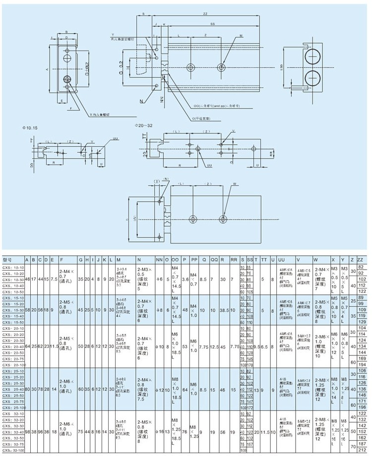 〖上星〗双联气缸CXSM15-10/30 行程50 75 100 125 150（SMC型）-阿里巴巴