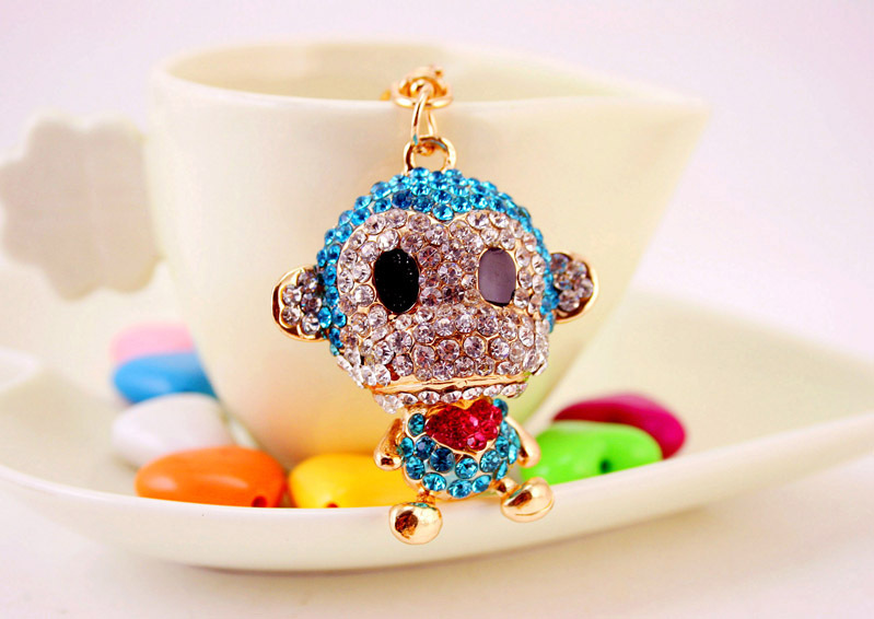 Wholesale creative cute diamond-studded little monkey keychain ...