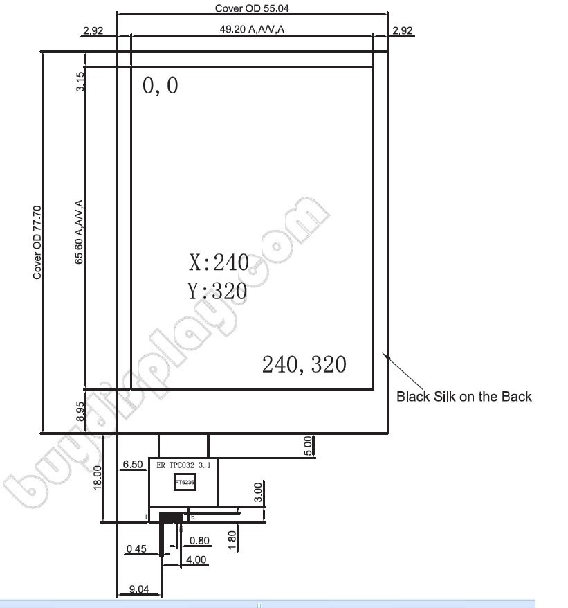 3.2寸电容式触摸屏含FT6236控制器分辨率240x320-阿里巴巴