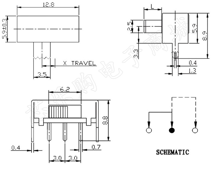SK-12F14 SK12F14G6 2档3脚 弯脚 柄6mm 拨动开关 滑动开关 零售-阿里巴巴