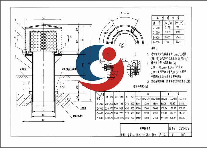 定做碳钢制罩型通气管 Z200蓄水池通风用 02S403-103罩型通气帽-阿里巴巴
