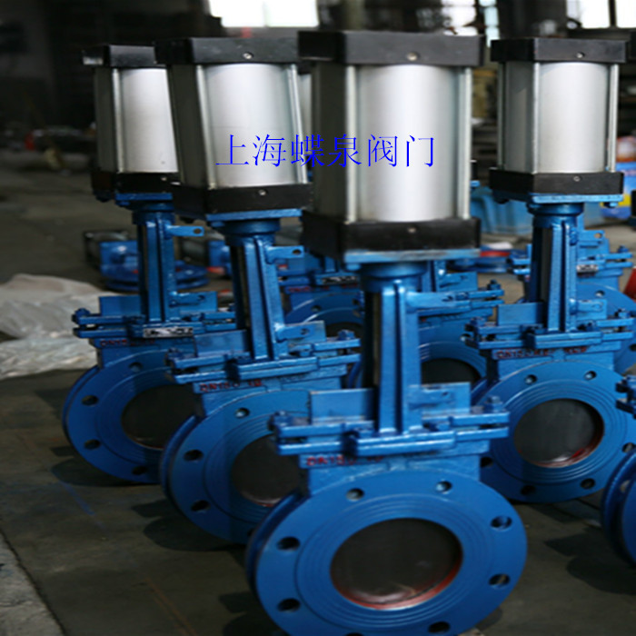 PZ673H-10C铸钢气动对夹式插板阀 DN200 气动插板阀 - 阀批发网