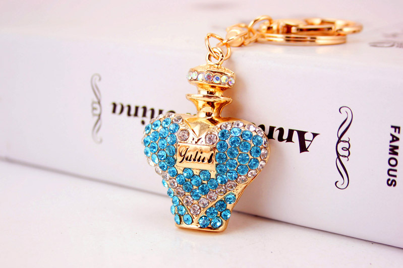 Wholesale crystal diamond perfume bottle women's car keychain ...