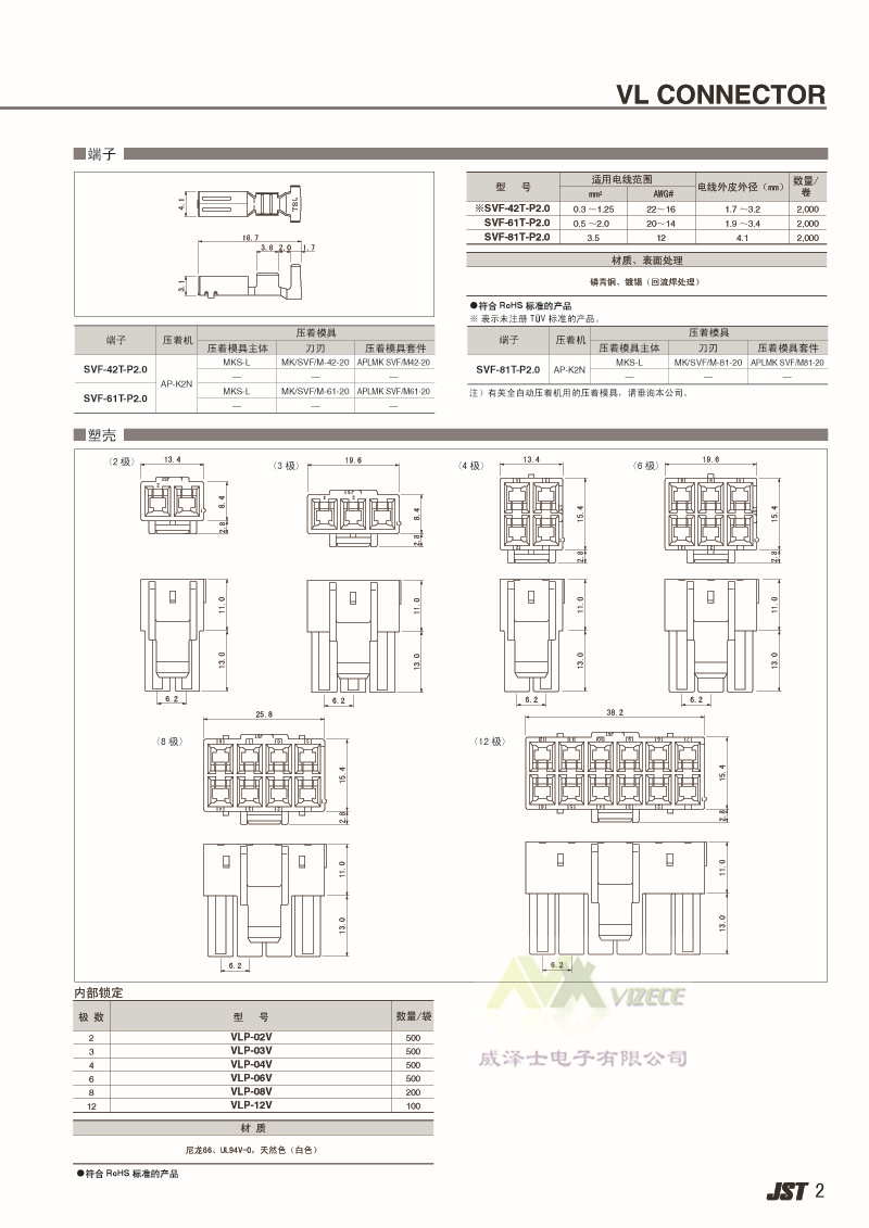 JST原装连接器VLP-02V-1-阿里巴巴