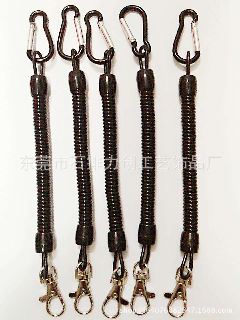 PU弹簧绳塑料挂钩箱包挂绳钥匙扣失手绳弹力绳拉力绳-阿里巴巴