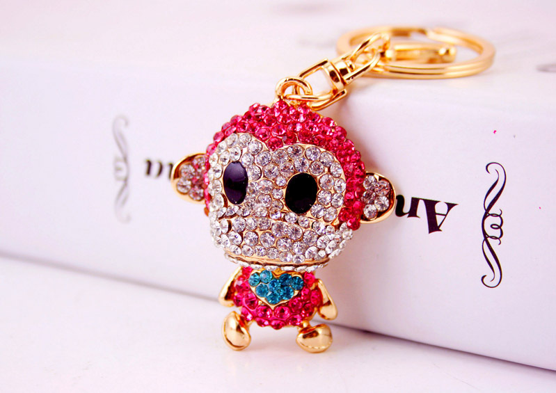 Wholesale creative cute diamond-studded little monkey keychain ...