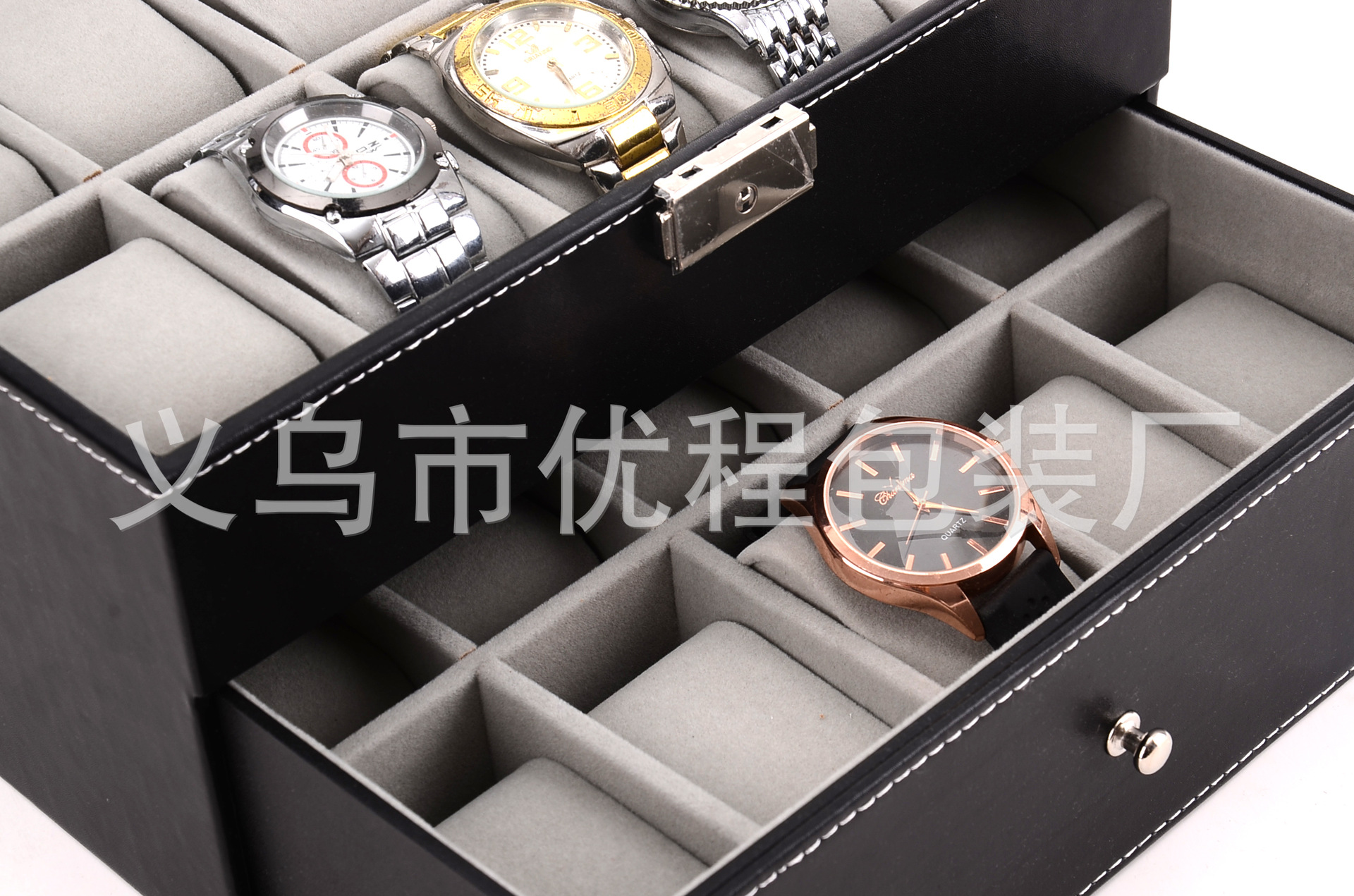 现货批发20位手表盒木质手表展示盒带天窗手表展示盒双层表盒-阿里巴巴