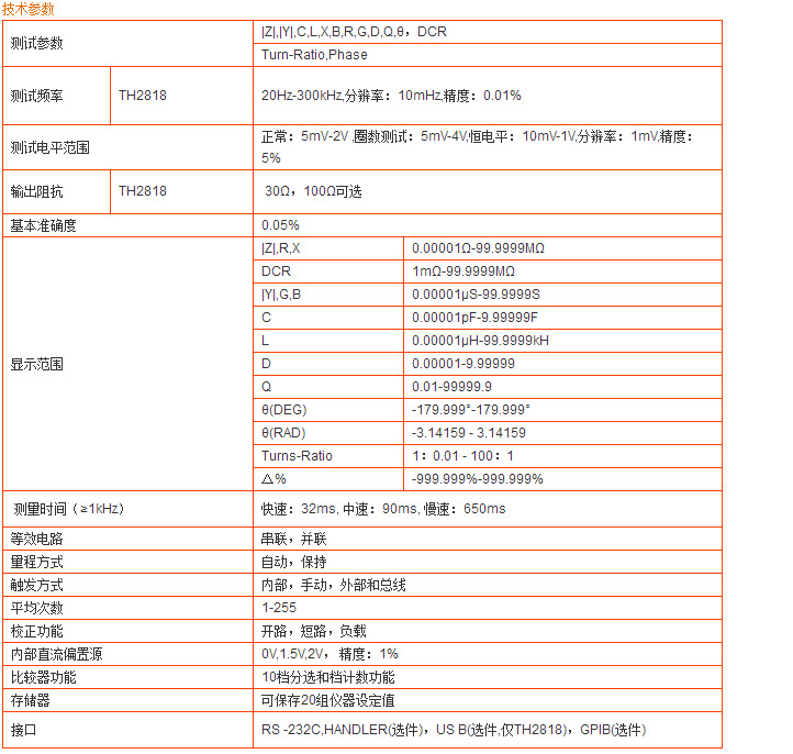 TH2818型自动元件分析仪 同惠TH2818 数字电桥LCR测试 同惠总代理-阿里巴巴