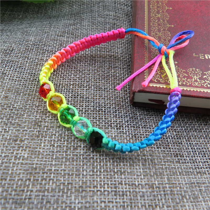 端午节五彩绳五色线手腕绳批发 彩虹系七彩手链水晶五行转运珠款-阿里巴巴
