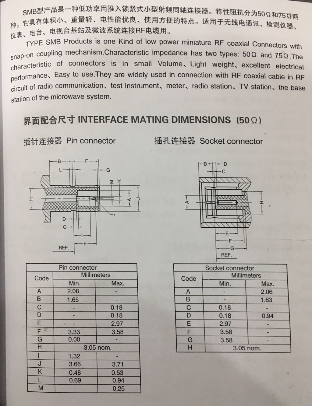SMB-JY-1.5 射频同轴连接器铜镀金SMB公头开天窗焊接50欧姆-阿里巴巴
