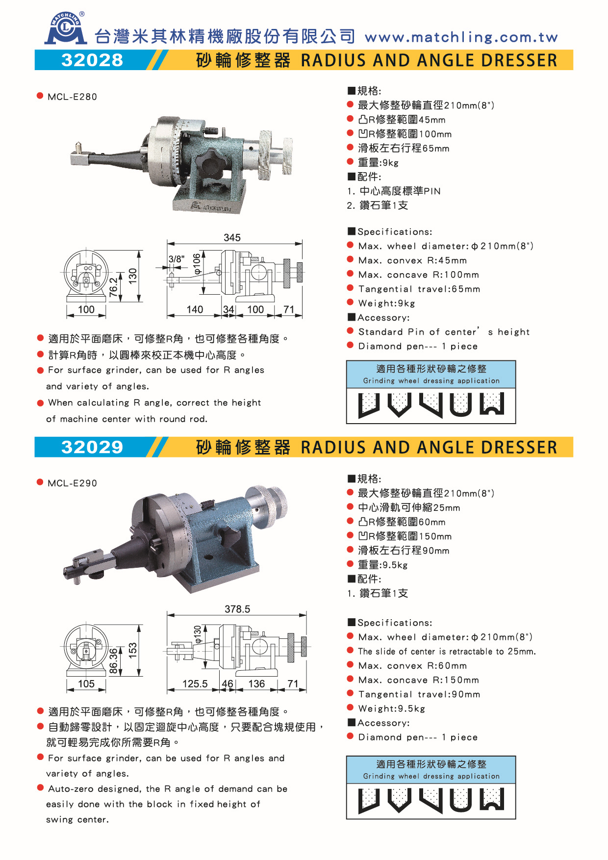 大陆代理米其林砂轮修整机 磨床R角度砂轮修整器 整形刀 MCL-E290-阿里巴巴
