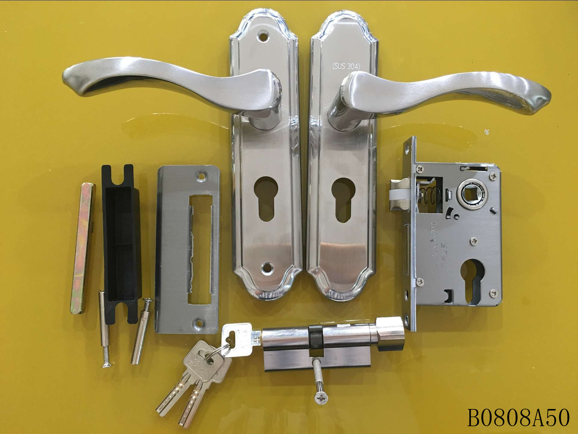 不锈钢房间门锁实木卧室卫生间执手门锁小50双舌锁体静音门把手锁-阿里巴巴