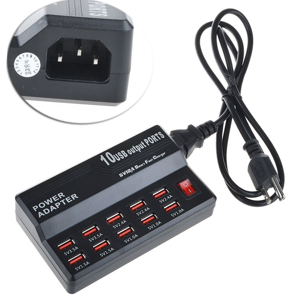 多口手机usb充电器12A10口快速充电器手机平板电脑充电器英澳规-阿里巴巴