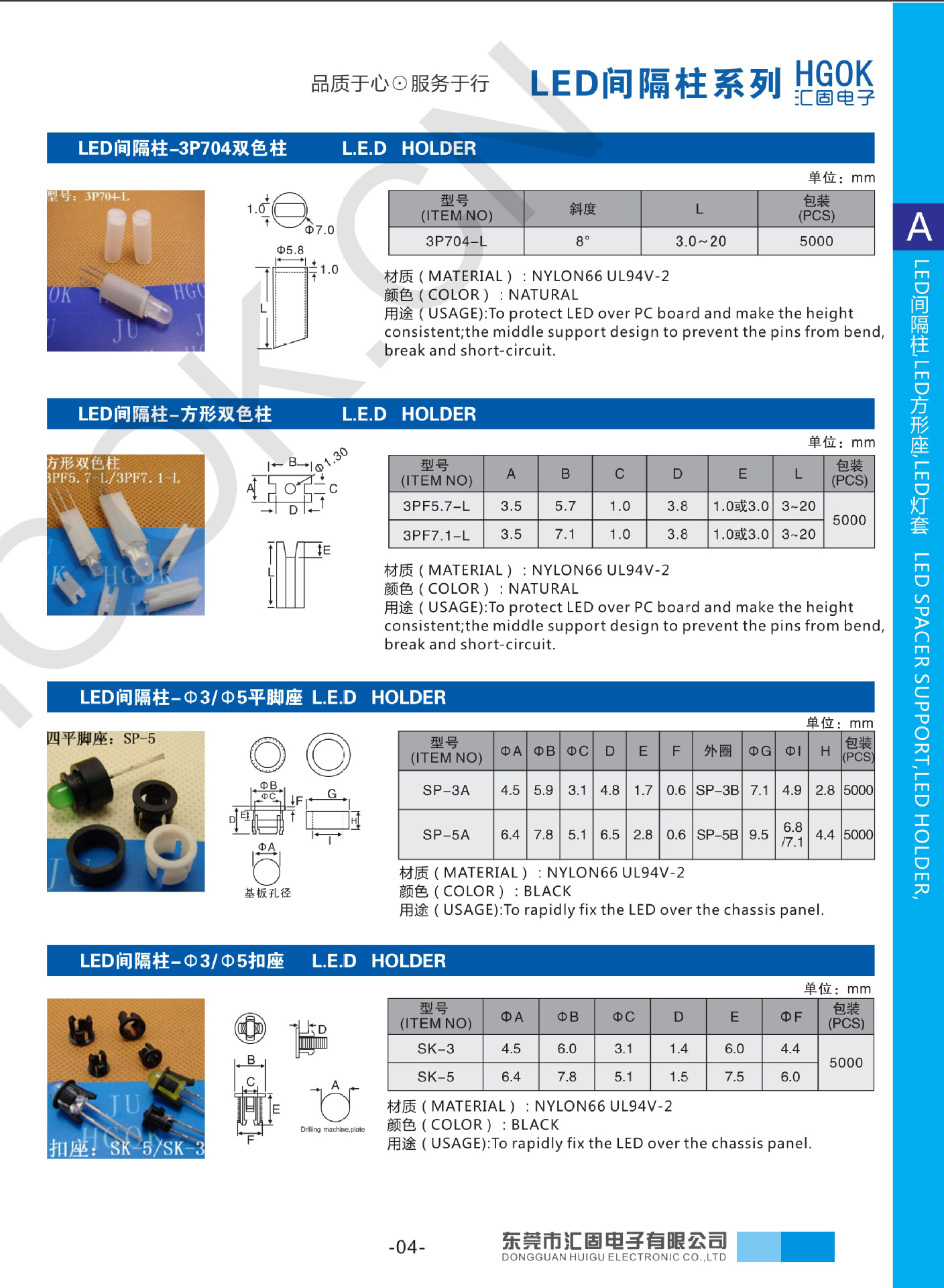 HGOK led间隔柱 发光二极管尼龙灯柱绝缘隔离垫高柱-阿里巴巴