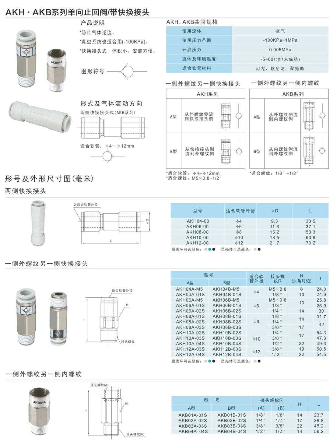 SMC式单向阀 AKH系列双插管快插单向阀 气动快速接头-阿里巴巴