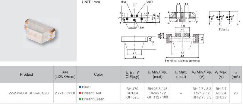 台湾亿光 侧贴RGB 22-23/R6GHBHC-A01/2C 全彩侧发光LED 原装正品-阿里巴巴
