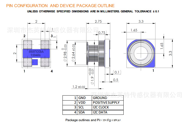 气囊检测压力传感器气压传感器MS5837-02BA小型尺寸-阿里巴巴