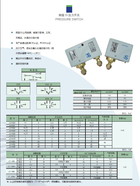 韩国3S 压力开关 水泵用JC-206、JC-210、JC-215、JC-220 ,JC-230-阿里巴巴