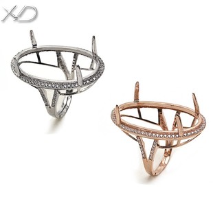 XD 19*29 925银镶锆戒托爪镶 开口戒指托diy 镶嵌蜜蜡戒指托批发-阿里巴巴