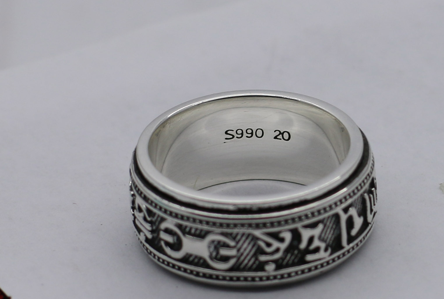 990足银六字真转动戒泰银戒指男女通用会动戒指 送礼自带工厂批-阿里巴巴