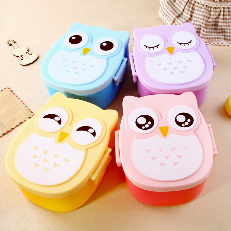 Wholesale Owl lunch box cute cartoon children student plastic crisper ...