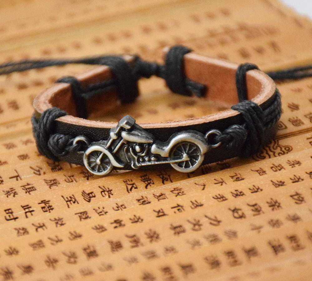 Biker Motorcycle Bracelet Bangle Weaving Retro Vintage Charms Bracelets ...
