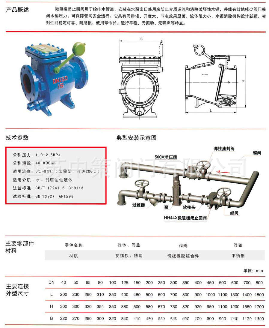 HH44X-10Q HH44X-16Q 球墨铸铁微阻缓闭止回阀 水泵水力控制阀-阿里巴巴