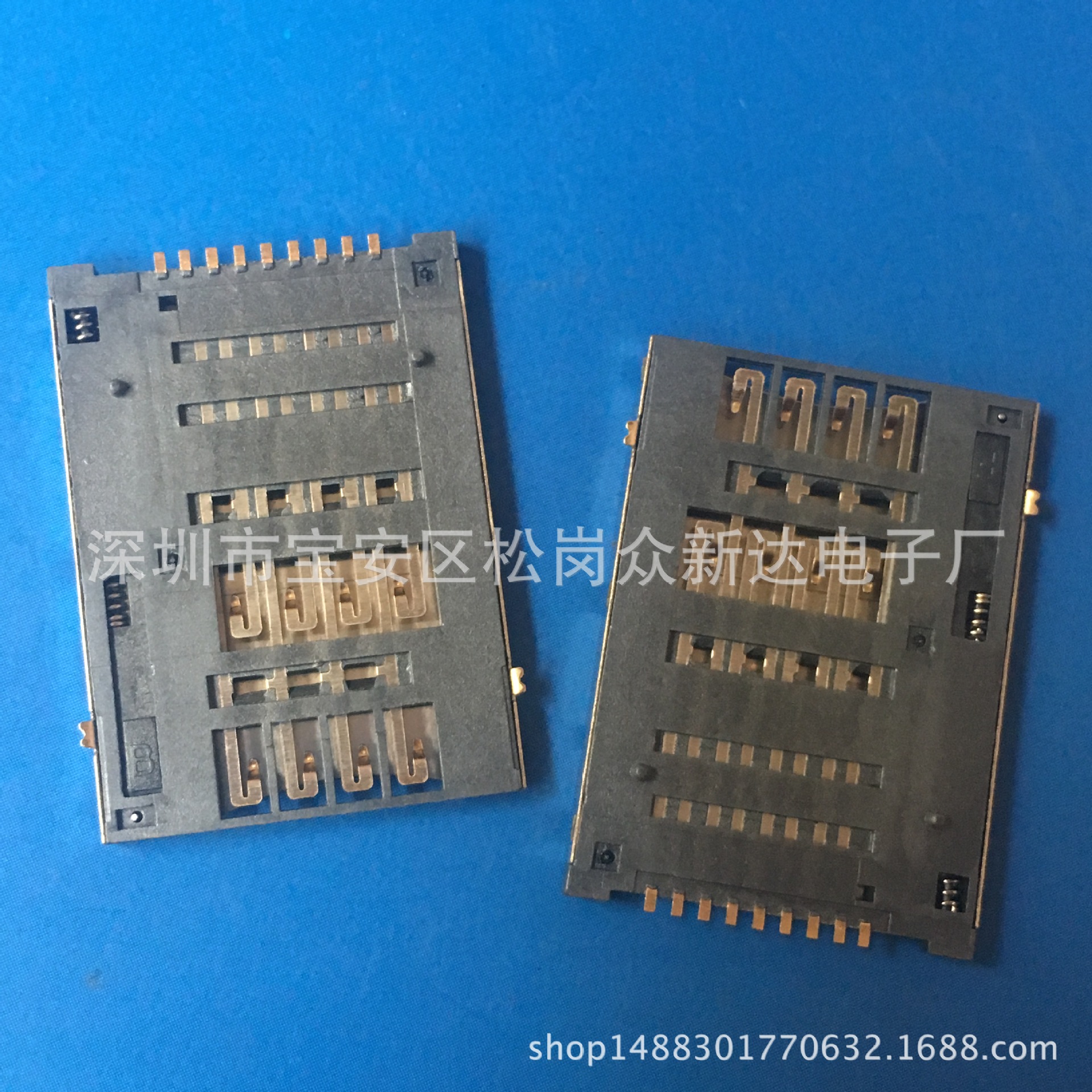 8+1P/SIM卡座9PIN贴片H=1.85mm常开/常闭式SIM卡基座 有柱贴板-阿里巴巴