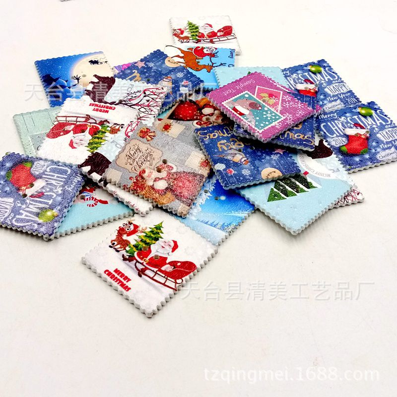 32*34mm白底彩绘圣诞系风格明信片DIY木制彩绘明信片纽扣50个一包-阿里巴巴