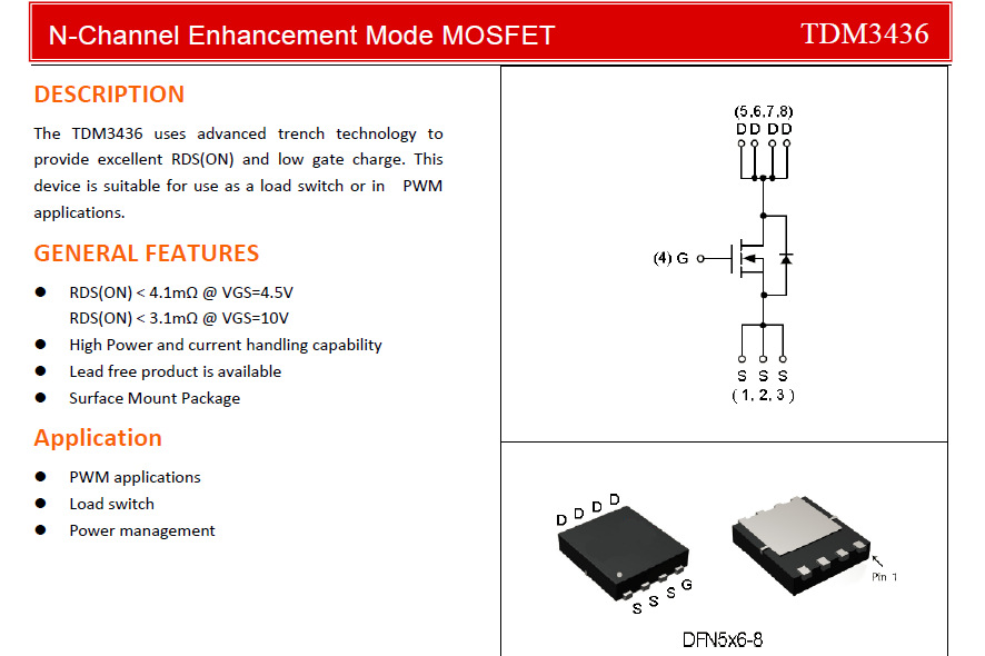 美国泰德低压MOS N沟道低内阻mos管 s 电机驱动mos管 TDM3436-阿里巴巴