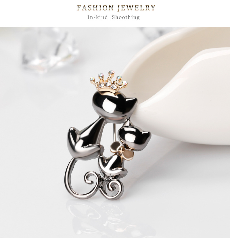 Womens Animal Plating Alloy Cat Jewelry Brooches NHDR127336