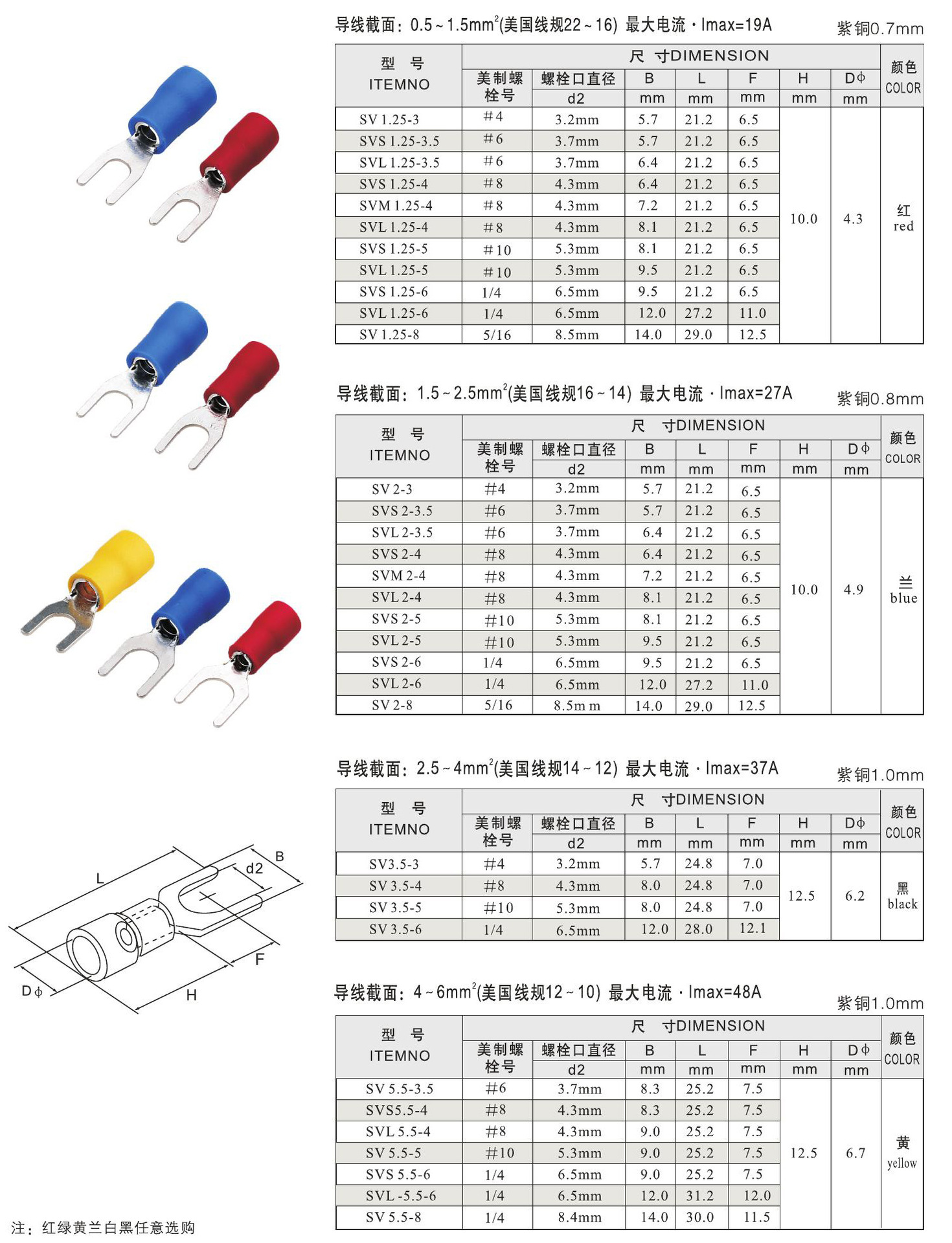 热销铜线耳SVS1.25-5冷压接线端子 U型绝缘端头 叉型预绝缘端头-阿里巴巴
