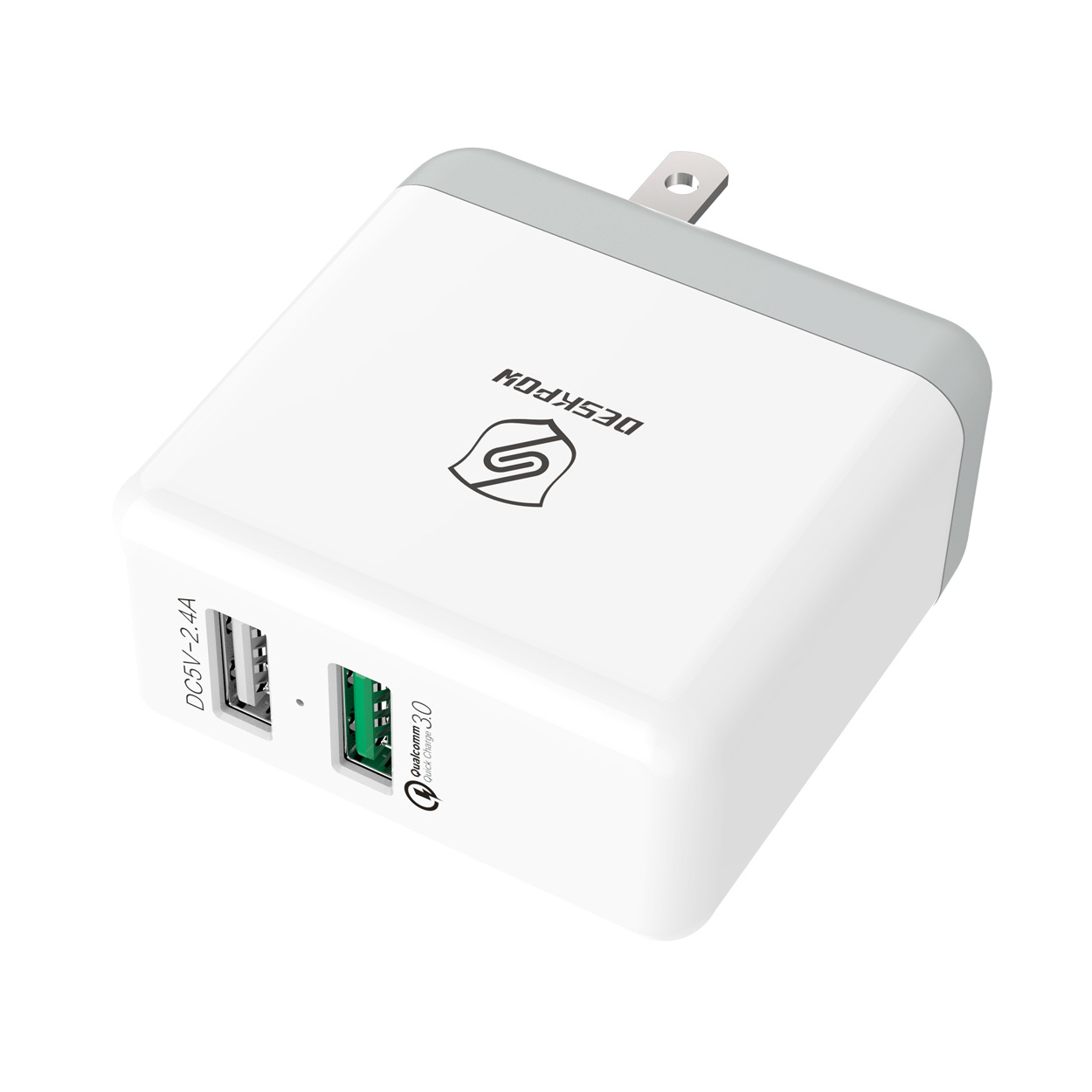 DESKPOW 过CCC认证QC3.0+5V2.4A双USB充电器 30W输出折叠旅行墙充-阿里巴巴