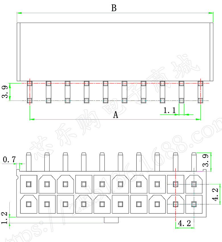 5569 5557-8P 8AW 4.2mm 插件 弯针座 5557连接器 端子接插件-阿里巴巴