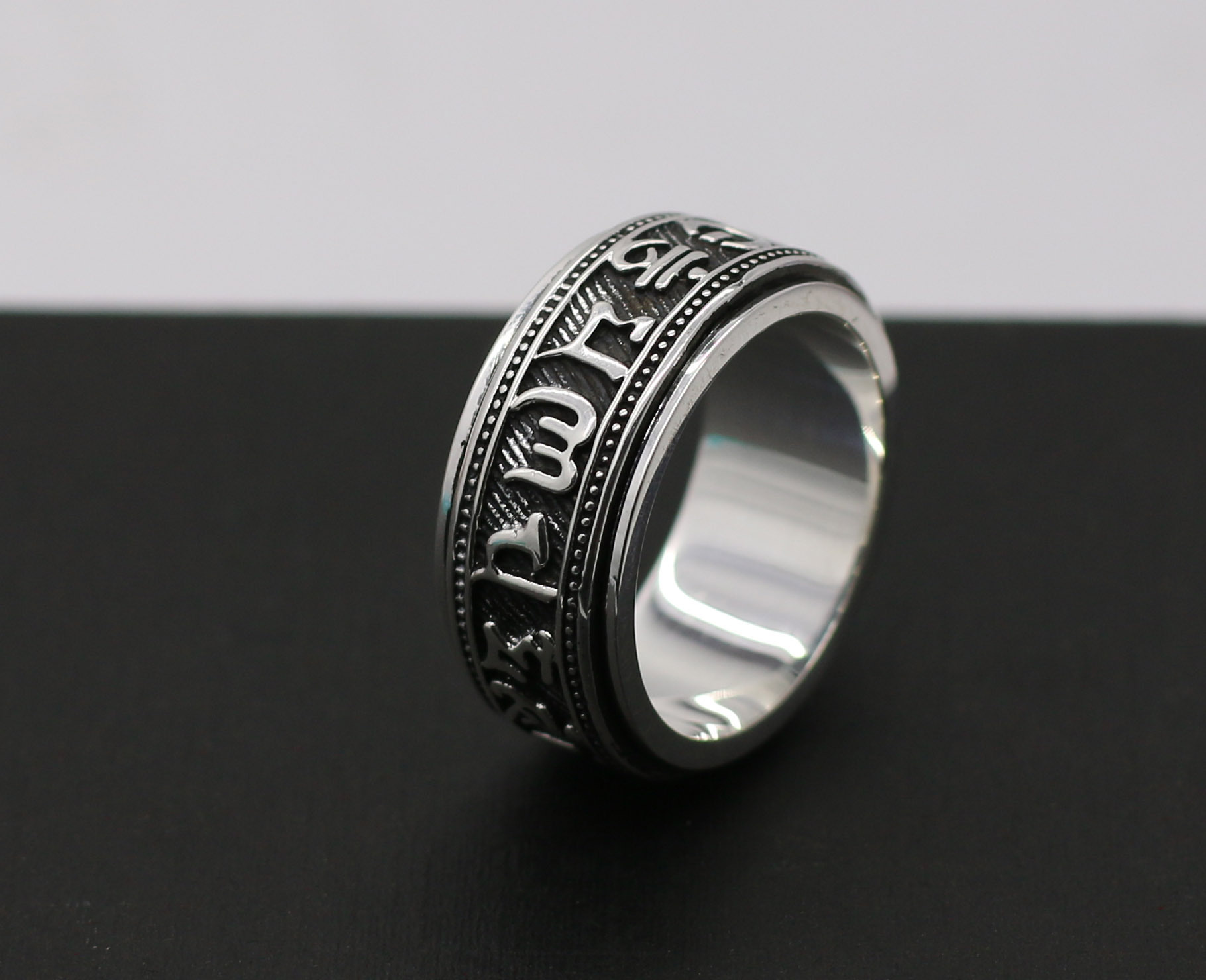 990足银六字真转动戒泰银戒指男女通用会动戒指 送礼自带工厂批-阿里巴巴