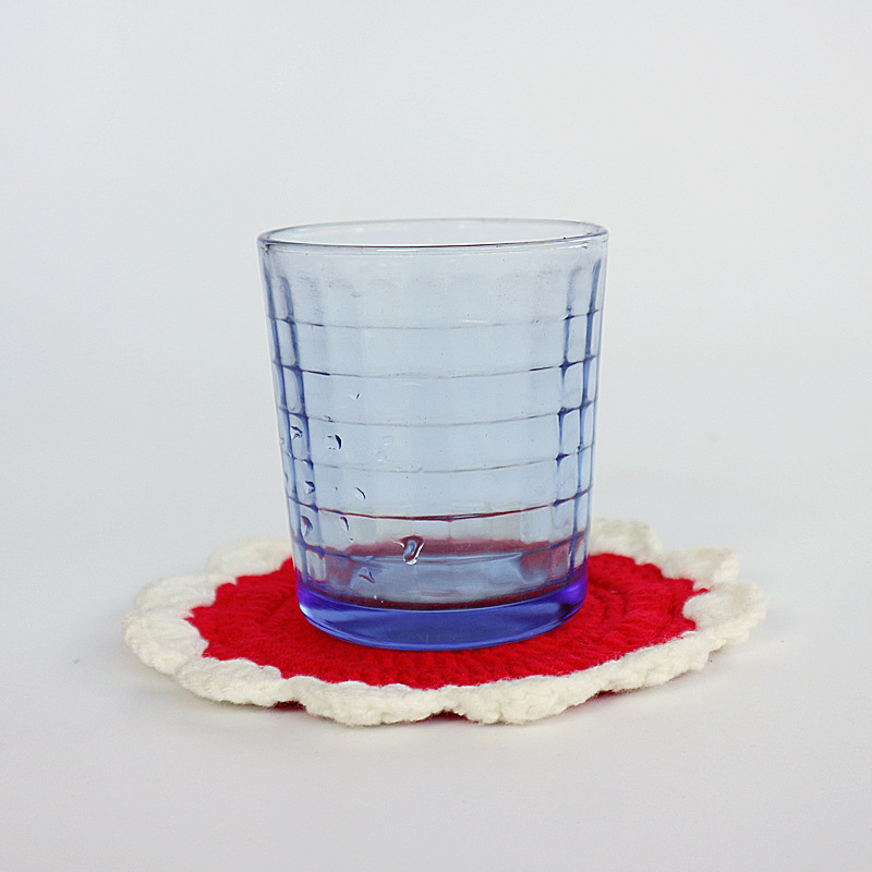 纯手工钩织毛线杯垫花样垫片手勾花拼色隔热垫INS拍摄道具Y046-阿里巴巴