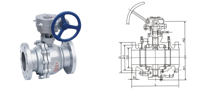 Q341H-16C DN100 铸钢法兰 涡轮传动硬密封球阀 南高阀门-阿里巴巴