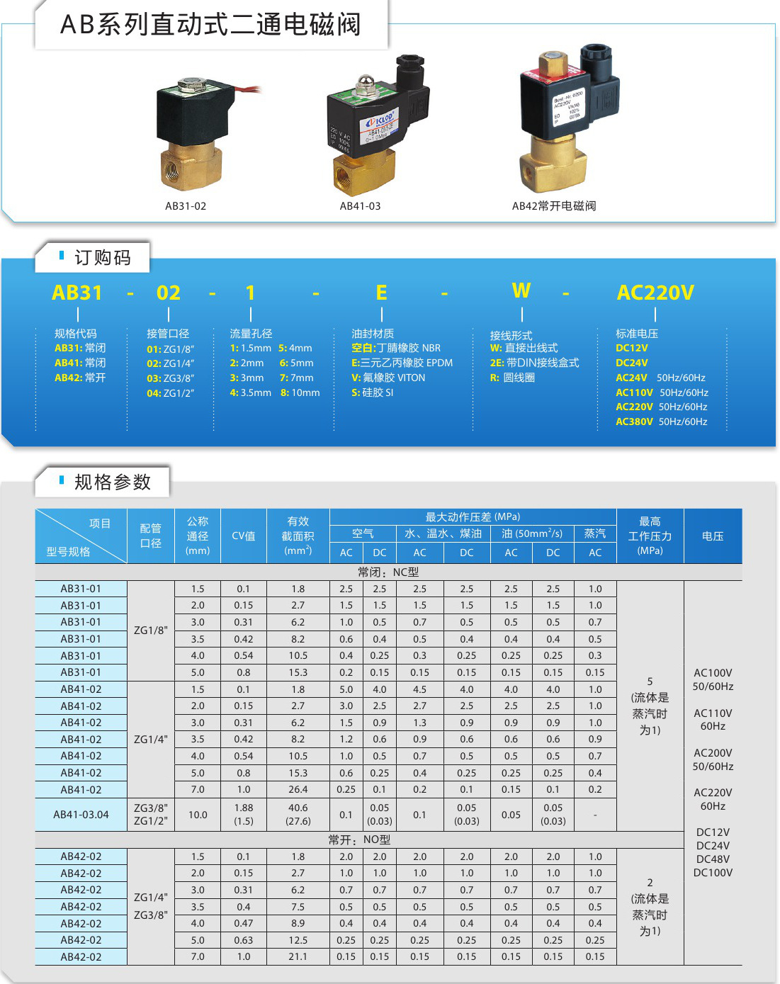 包邮厂家专业生产AB31 AB41 AB42系列常闭常开直动式流体电磁阀-阿里巴巴
