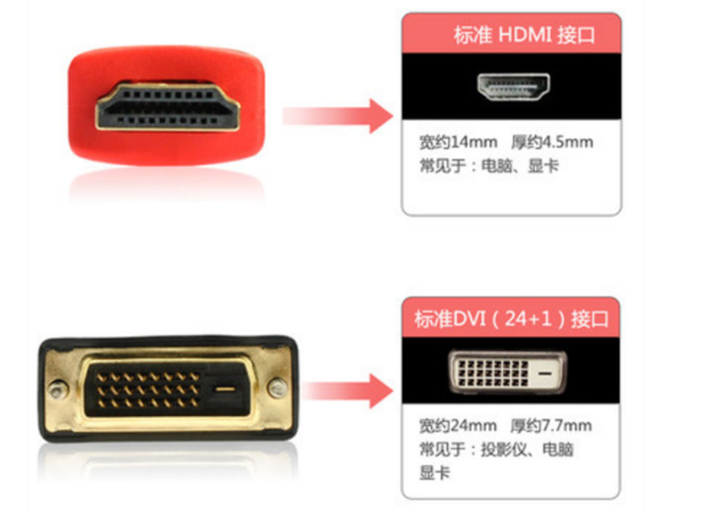 HDMI转DVI线 DVI转HDMI转接线 电脑高清互转线 hdmi to dvi24+1-阿里巴巴