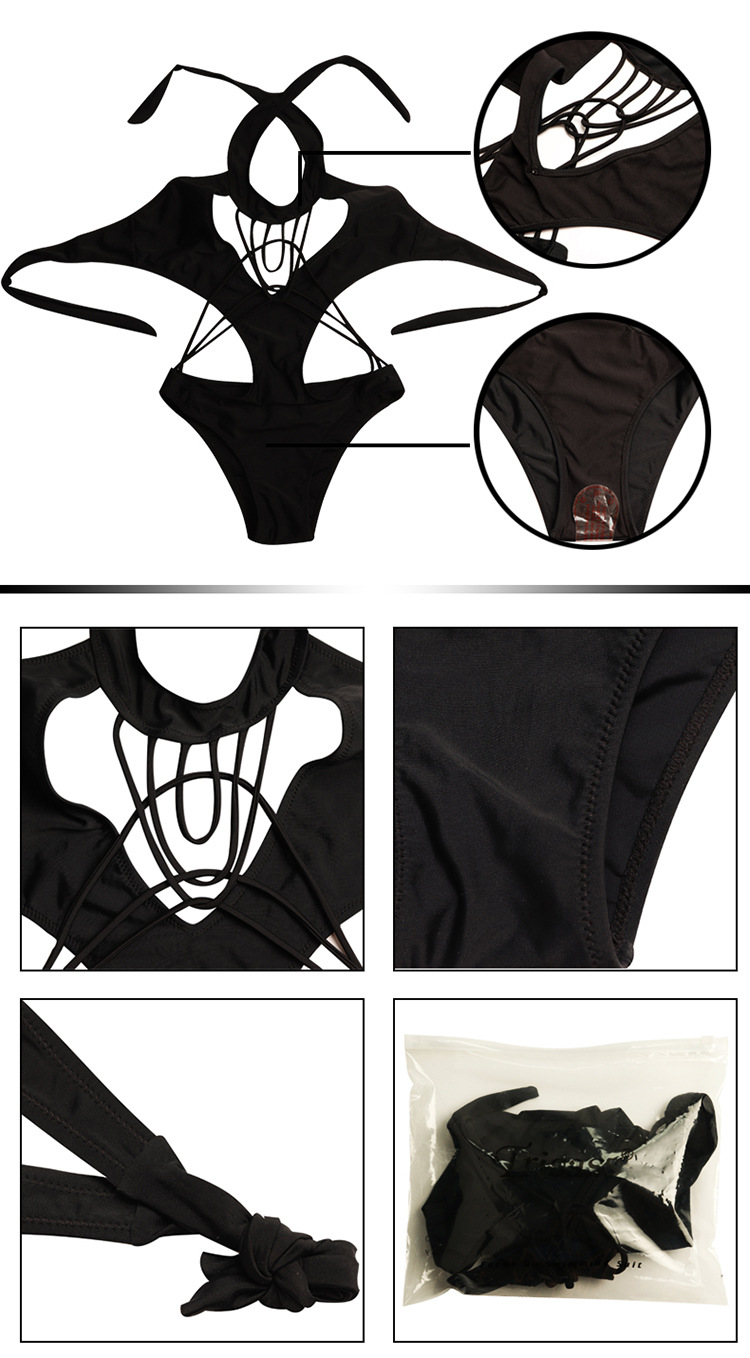 Trisass 欧美深V性感绑带三角连体泳衣女 露背挂脖高切深V泳装-阿里巴巴