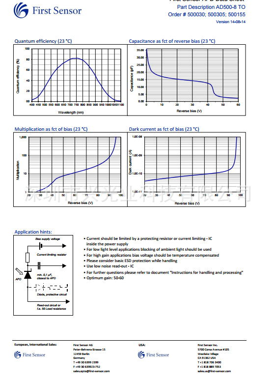 AD500-8 雪崩光电二极管 TO52S1 APD 激光测距用 全新AD-500-8-阿里巴巴