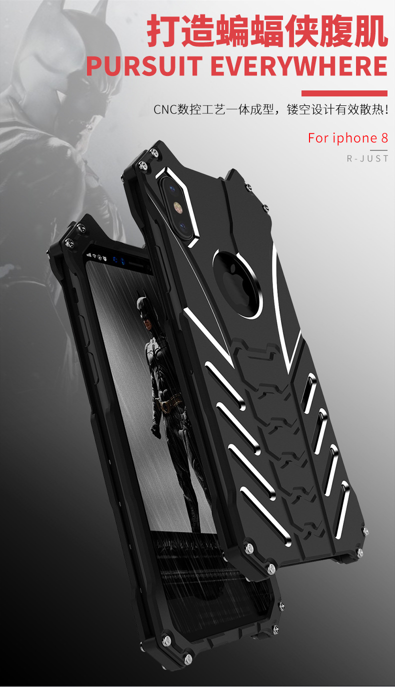 R-Just Batman Shockproof Aluminum Shell Metal Case with Custom Bataran ...