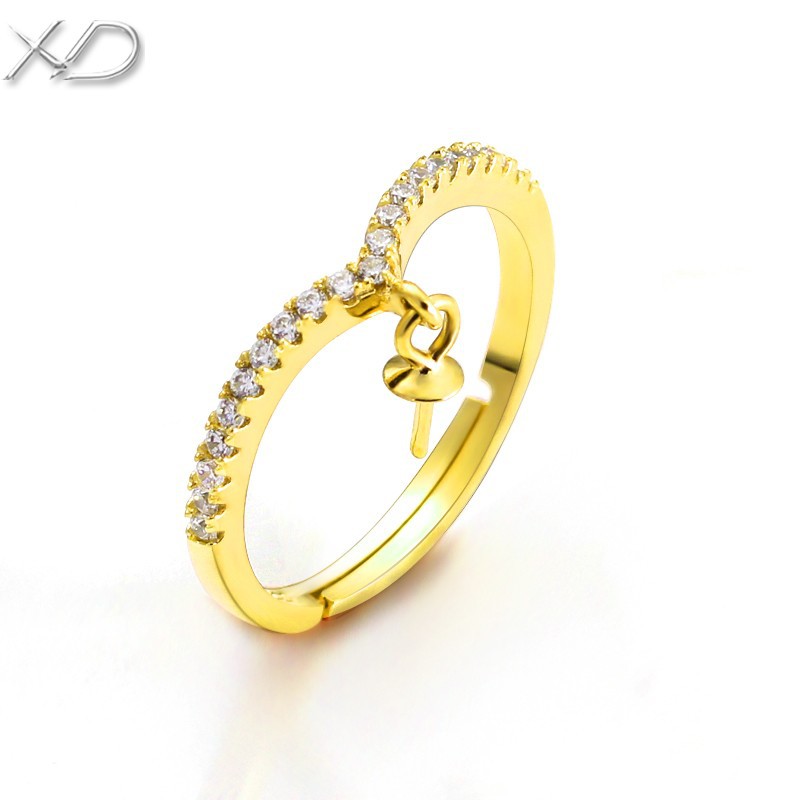 XD 8mm s925银心形贝珠戒指托 半孔珠戒托 空托 女 diy银戒托批发-阿里巴巴