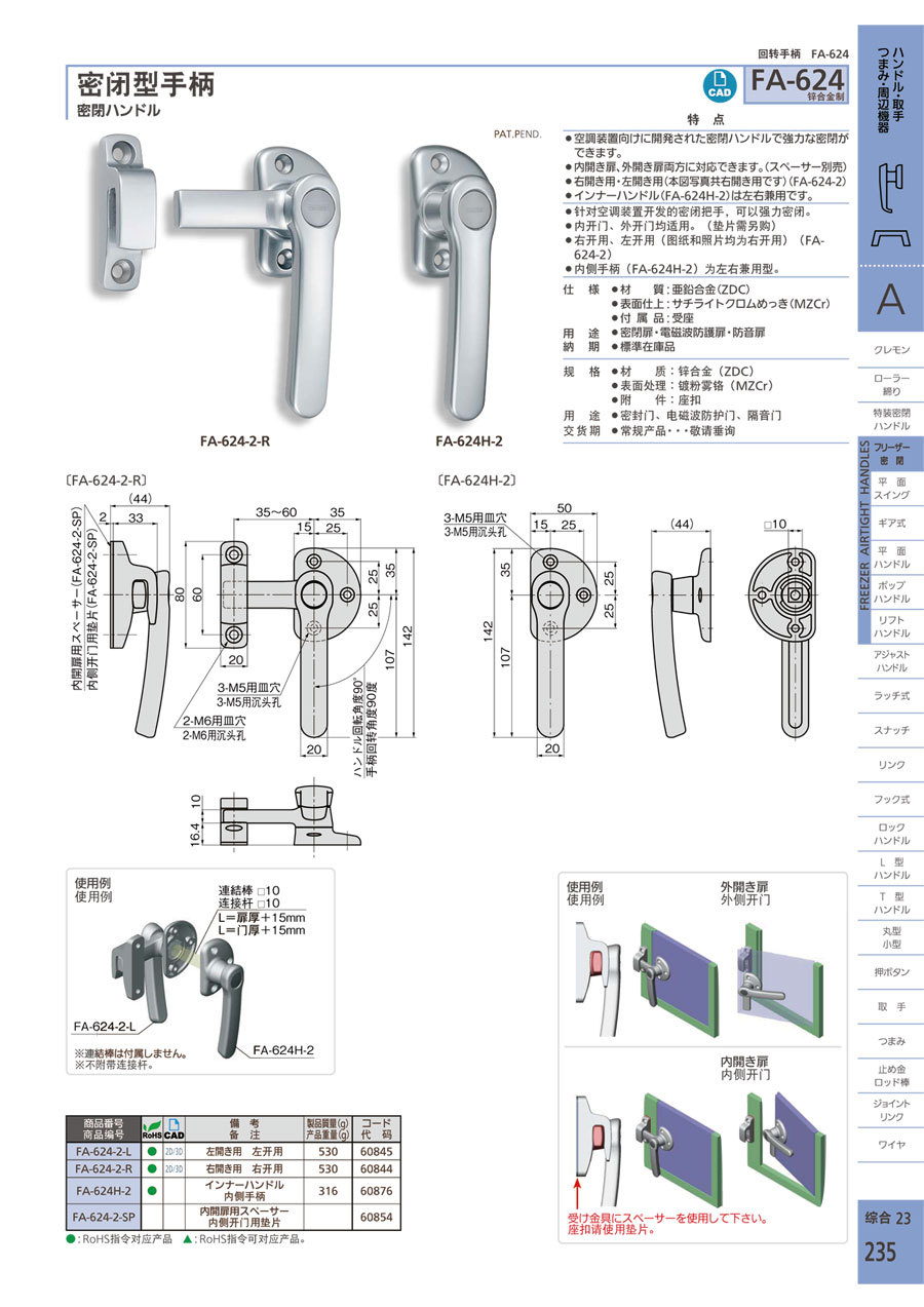 日本泷源(TAKIGEN)密闭型手柄FA-624H-2/FA-624-2-SP-阿里巴巴