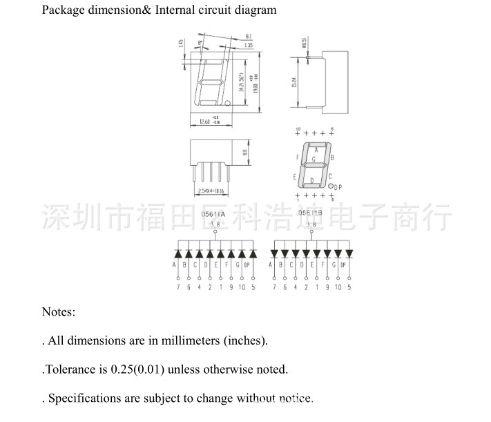 5011AS厂家直销 LED数码管0.5英寸一位红色5101BH高亮显示 共阴阳-阿里巴巴