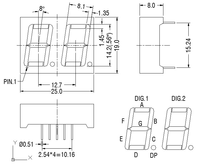 5261AH 5621AS共阴红色0.56寸数码管2位10脚5621数码管厂家批发-阿里巴巴