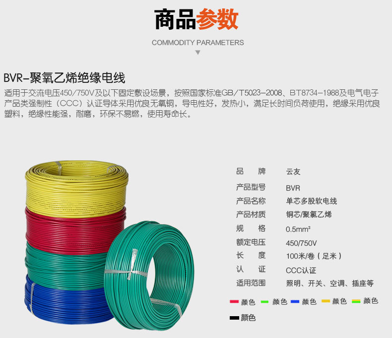 BVR多股软电线电缆BVR0.5、0.75、1.5、2.5平方电线电缆国标铜芯-阿里巴巴